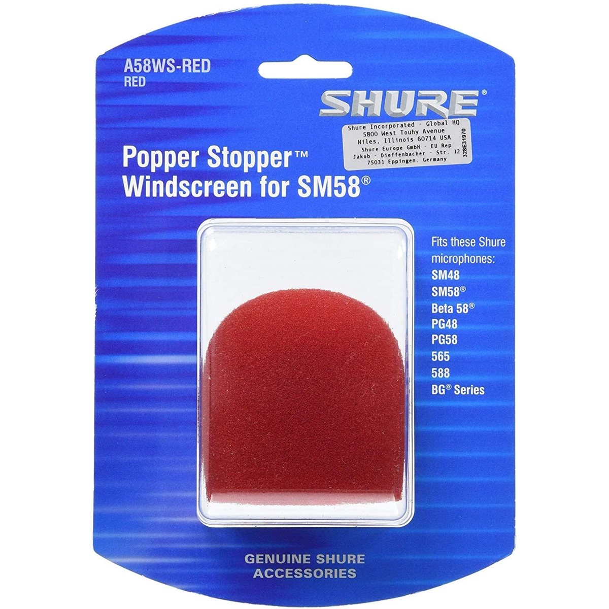 SHURE - microphone windscreen SM58 / PG58 - red